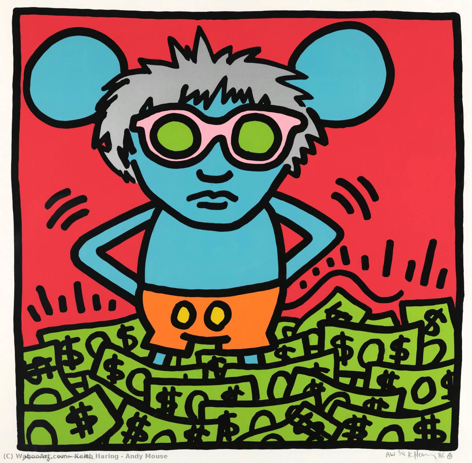 Reproducciones De Arte Andy Mouse, 1986 de Keith Haring (Inspirado por ...